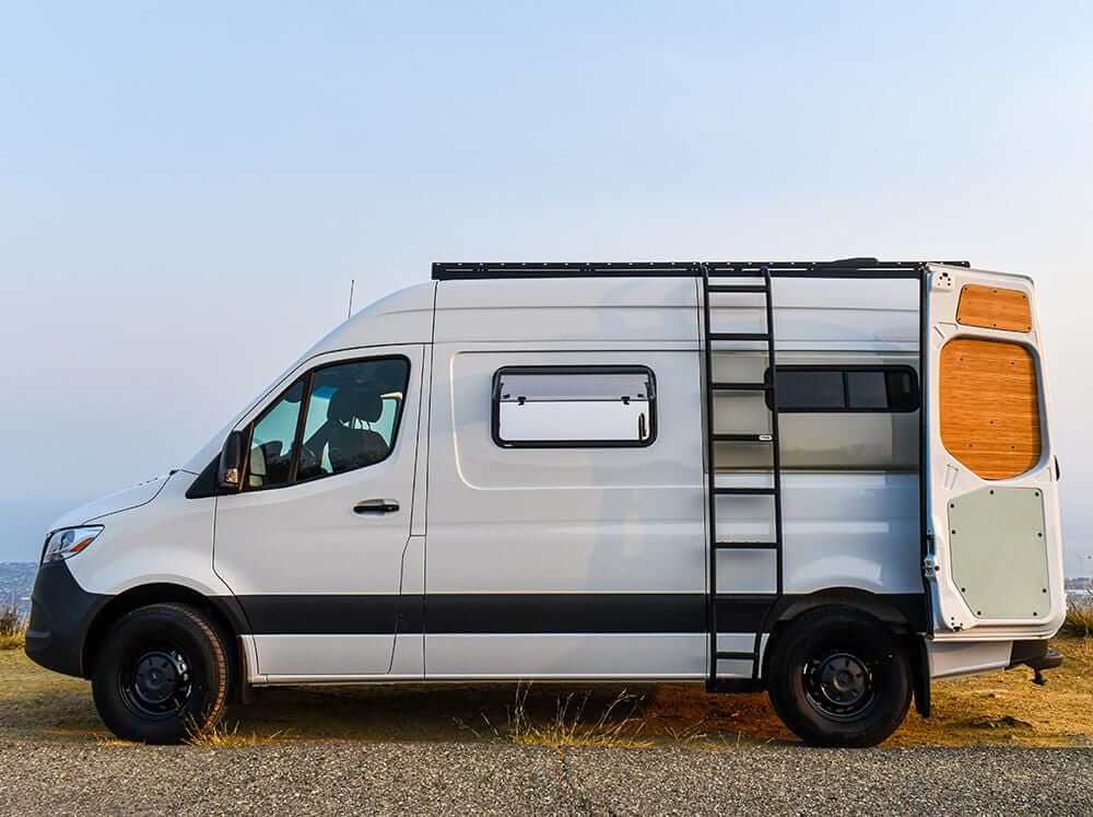 Sprinter Side Ladder | Wraps Around Wheel Well | Flatline Van Co.