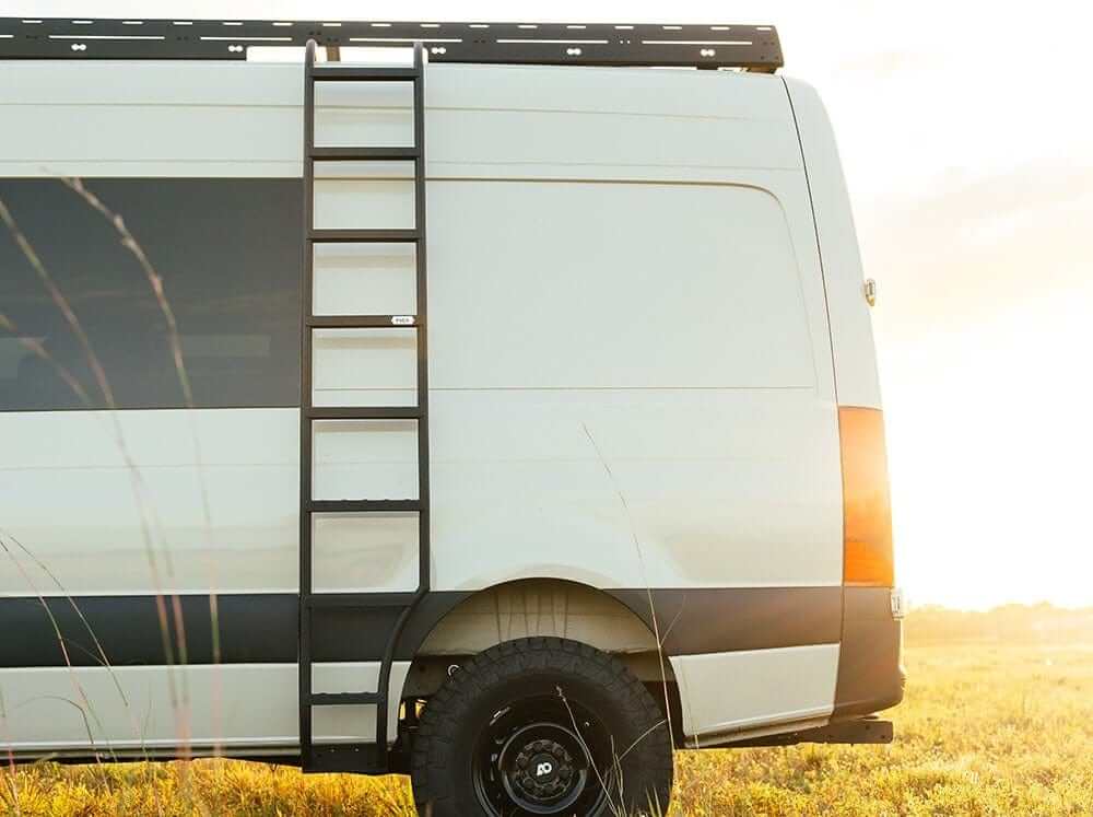 Sprinter Side Ladder | Wraps Around Wheel Well | Flatline Van Co.